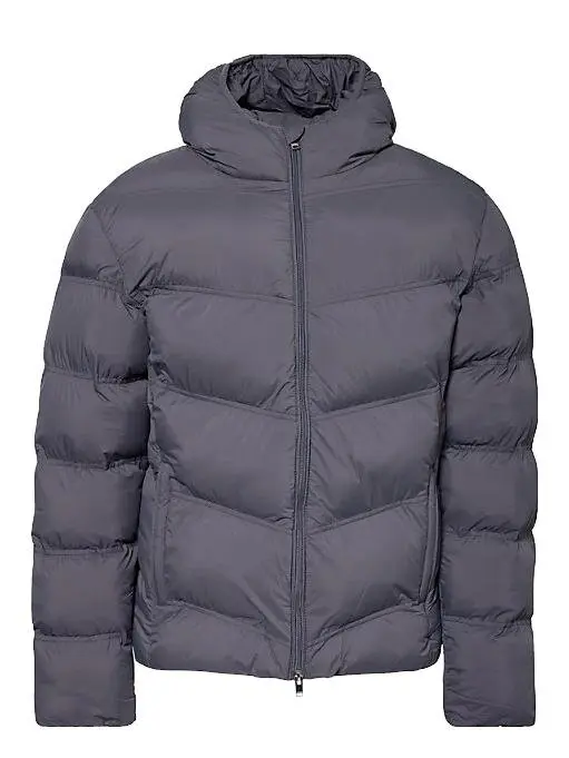ARNE Chevron Hooded Nylon Puffer Jacket - Grey