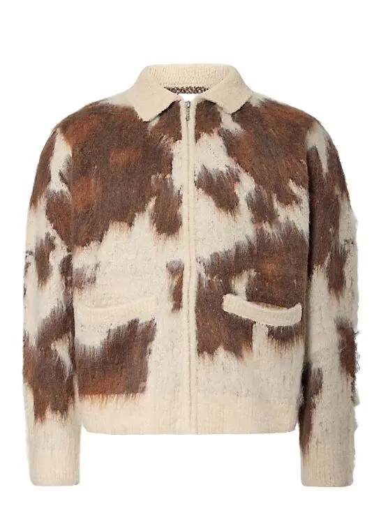 Obey Cow-print Zip-up Knit Cardigan - Multi
