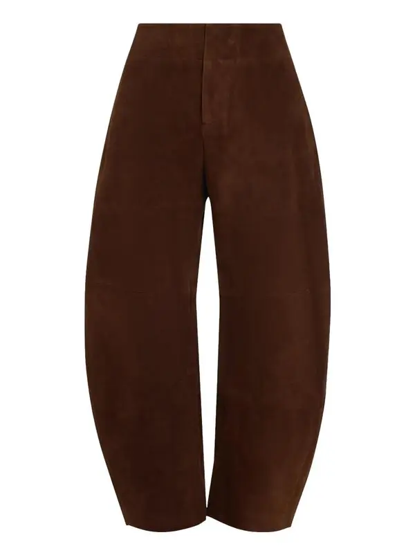 AEXAE Suede Barrel-leg Pants - Espresso