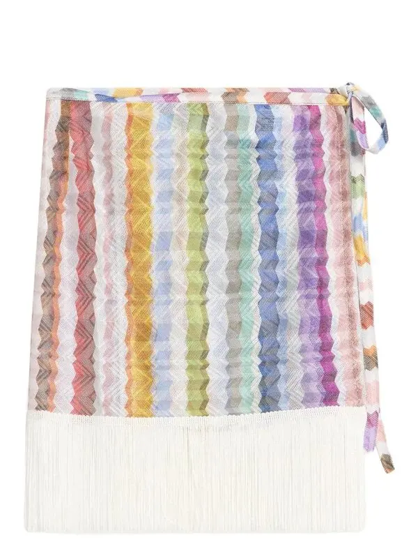 Missoni Chevron Fringe Sarong Mini Skirt - Multi