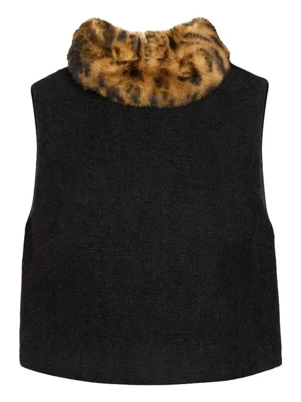 Cara Cara Gina Faux Fur-collar Tweed Boucle Top - Cloud Tweed