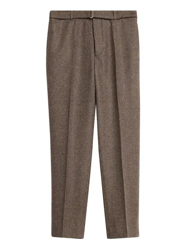 Officine Générale Wool Crease-front Pants - Brown Multi
