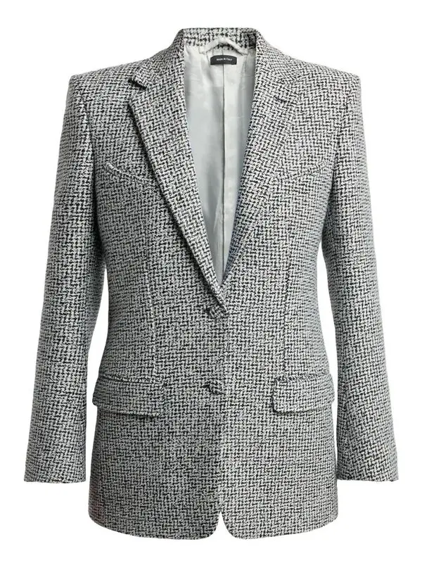 TOM FORD Sequined Broken Chevron Tweed Single-breasted Western Jacket - Cream/black