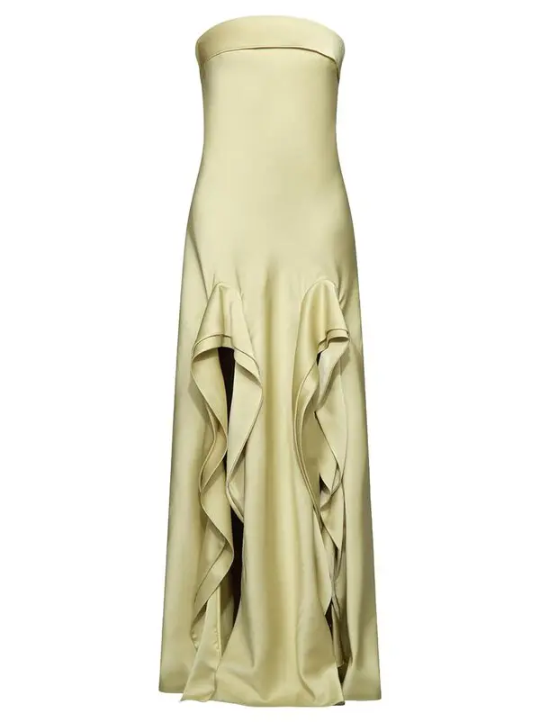 ET OCHS Vernon Strapless Draped Side-slit Gown - Tea