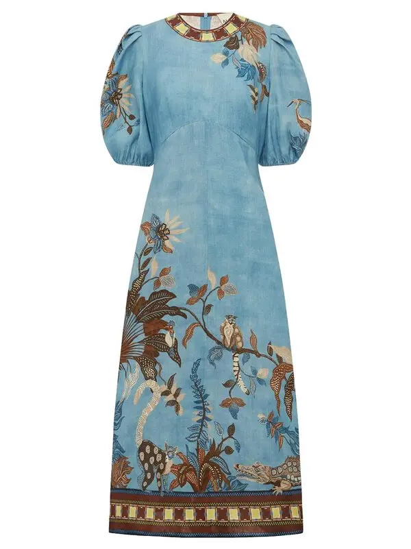 ALEMAIS Georgie Linen Midi Dress - Multi