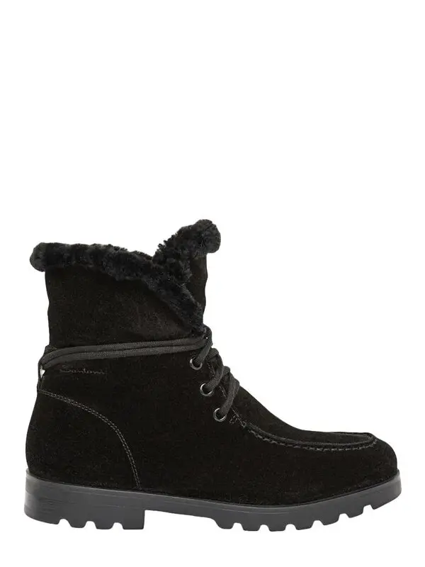 Santoni Shearling-lined Suede Lace-up Boots - Black