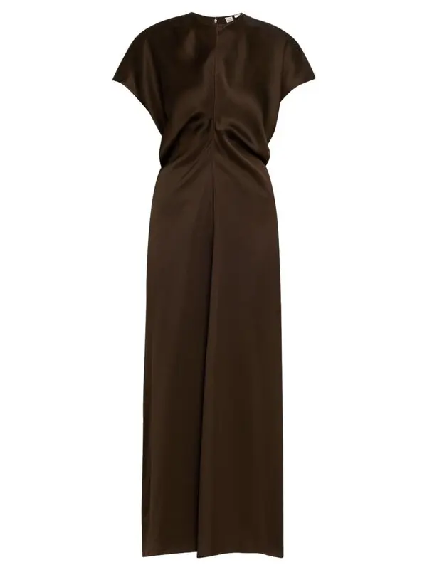TOTEME Slouch Waist Satin Maxi Dress - Bark