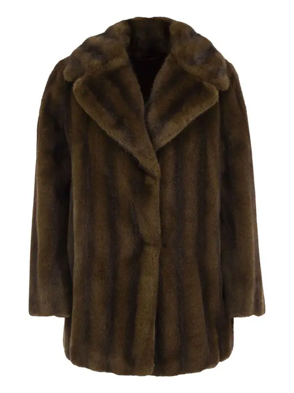 Max Mara Faux Fur Coat - Brown