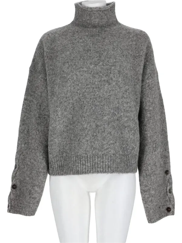 ALYSI Alpaca-cotton Merino Wool Sweater - Grey
