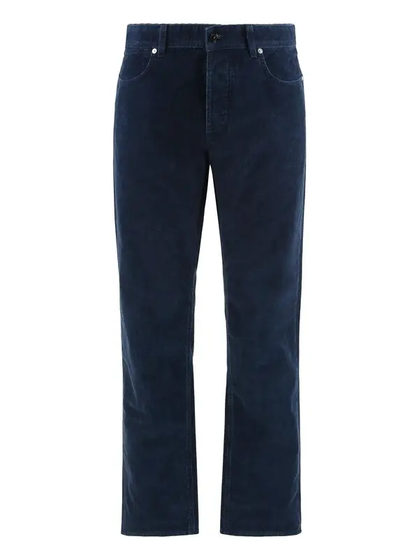 Stone Island Five-pocket Regular Straight Jeans In Ribbed Velvet - Blue