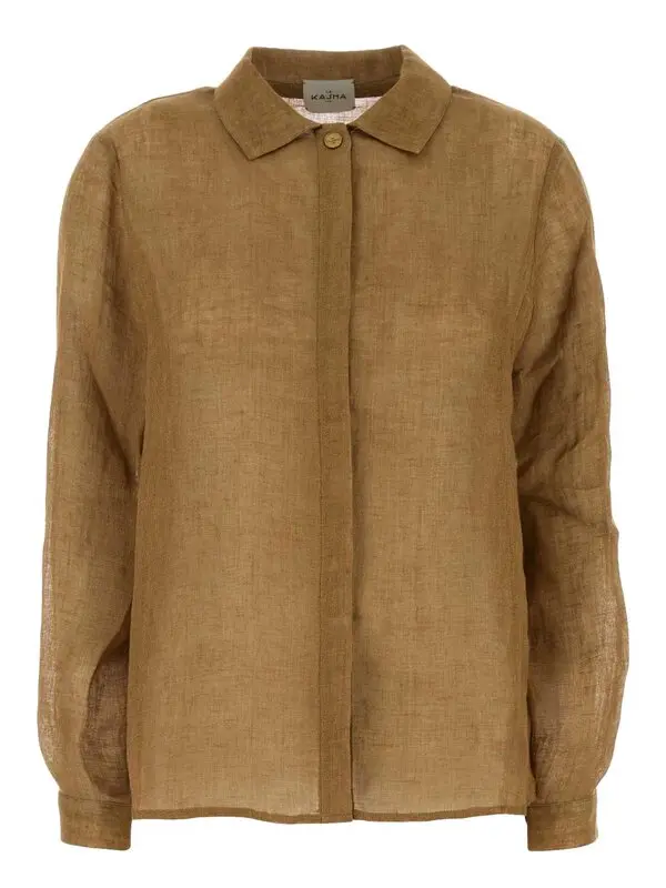 Le Kasha Biscuit Linen Sanbu Shirt - Camel
