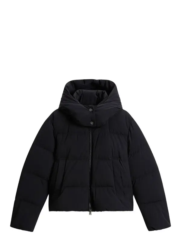 Woolrich Stand-up Collar Jacket With Removable Hood And Snap Pockets - Nero