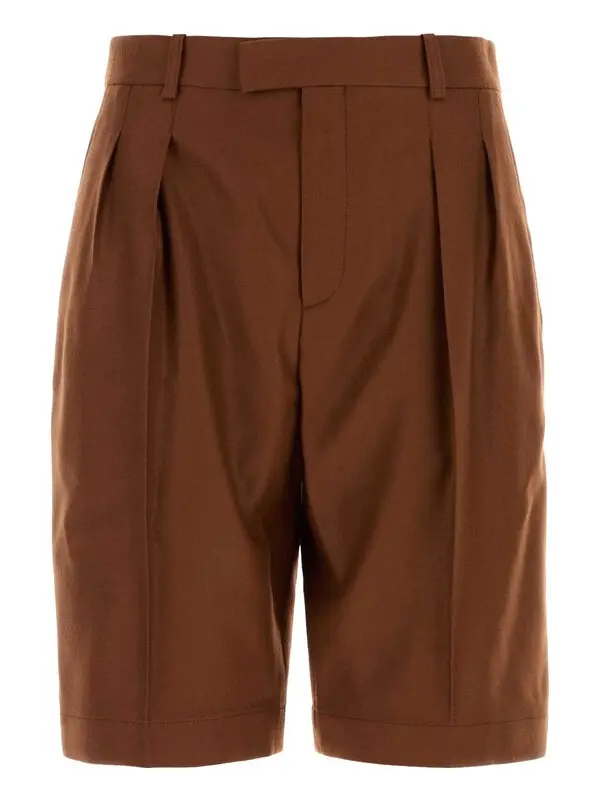 Saint Laurent Caramel Cashmere Bermuda Shorts - Camel