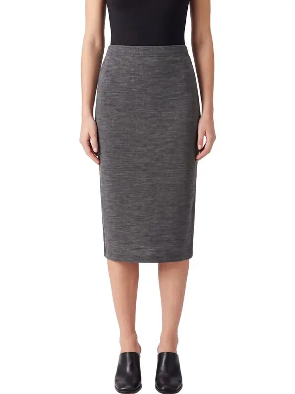 Junya Watanabe High-waisted Wool Knit Midi Pencil Skirt - Grey