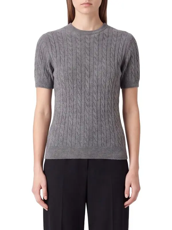 Gimaguas Short-sleeved Wool-blend Jumper With A Round Neck - Grey