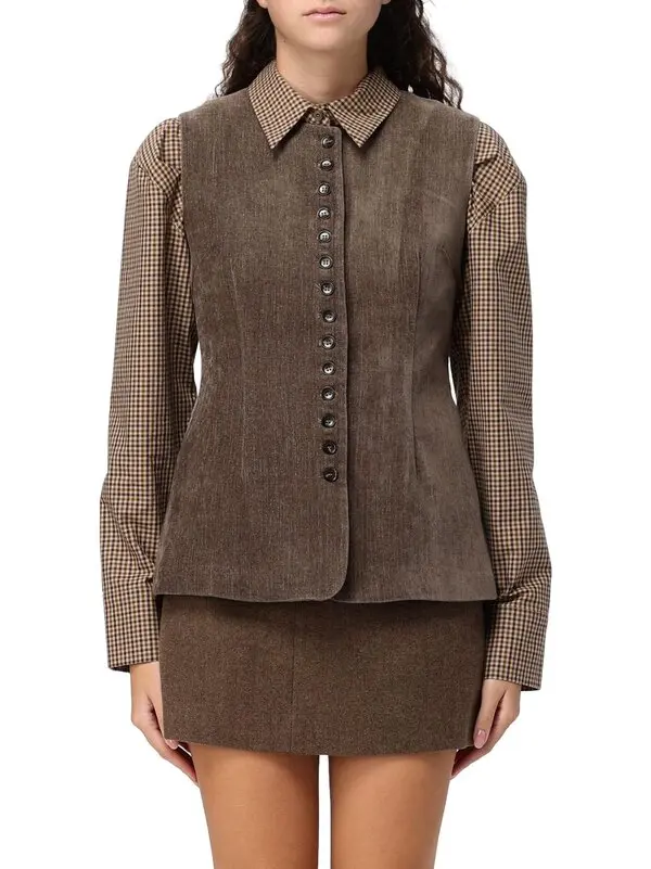 ELEH Single-breasted Slim Fit Tailored Velvet Waistcoat - Brown
