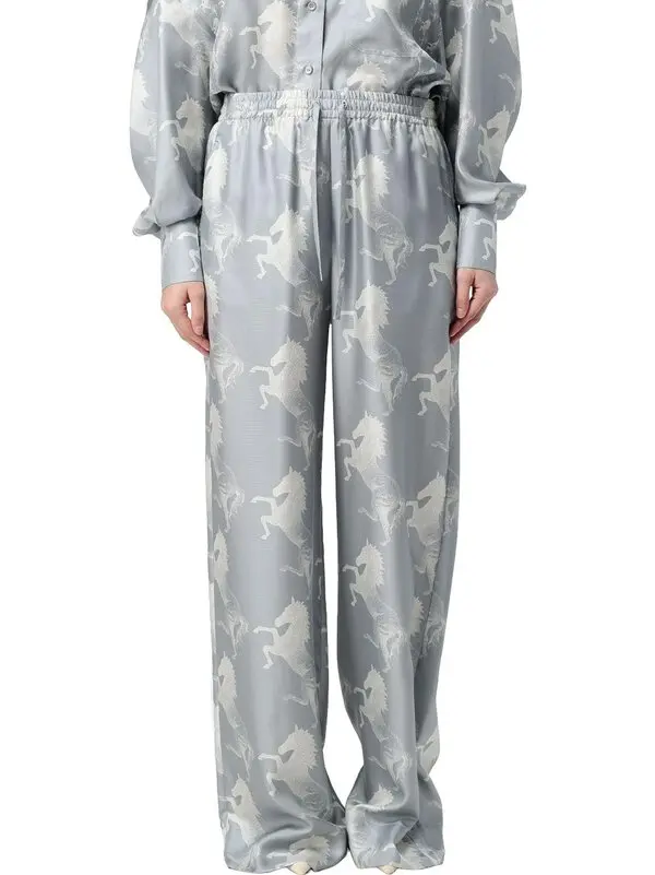 Stella McCartney Graphic Print High-waisted Wide-leg Silk Trousers - Dust