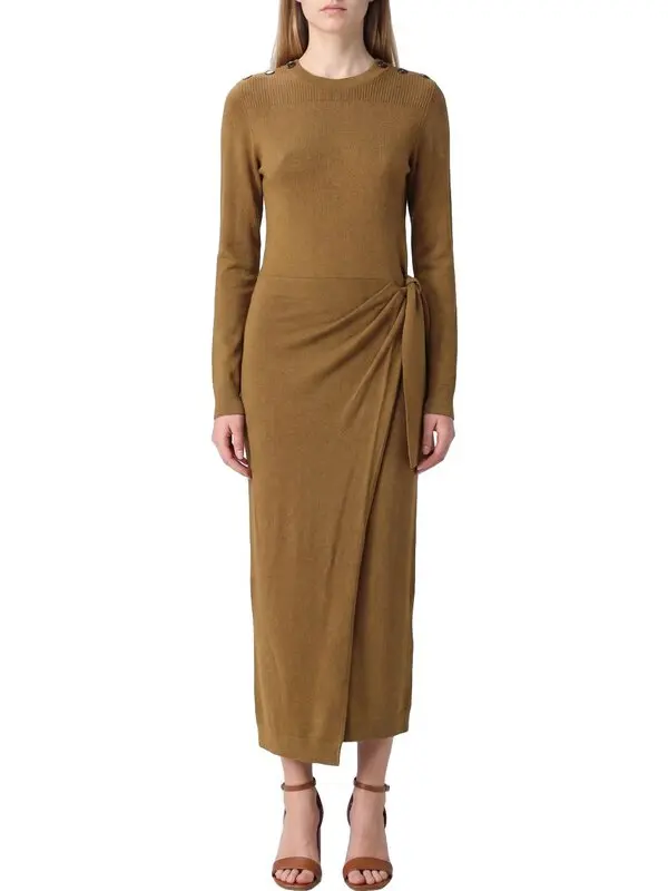 Isabel Marant Étoile Jozira Midi Wrap Dress In Viscose With Waist Knot - Brown