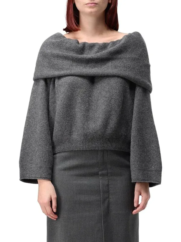 Ter Et Bantine Cashmere And Wool Jumper With Boat Neck And Dropped Shoulders - Grey