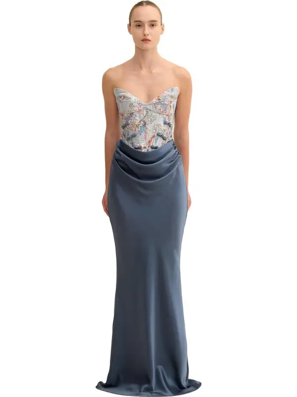 SAU LEE Sandrine Embellished Gown - Blue Multi