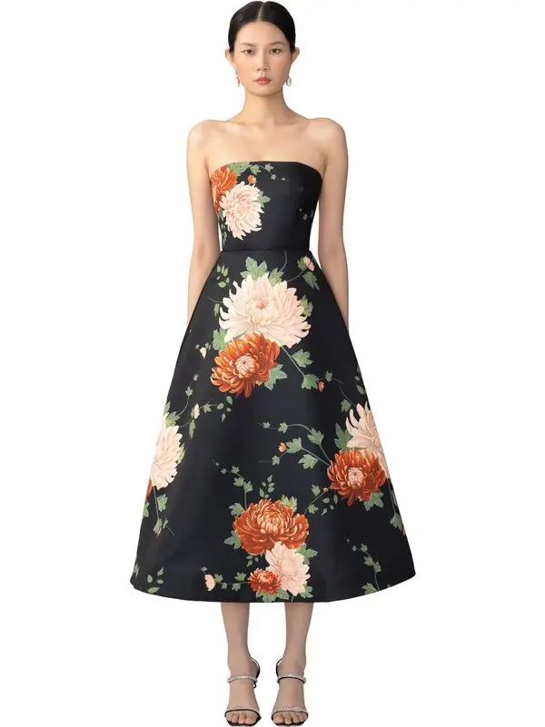 SAU LEE Doris Satin Dress - Black