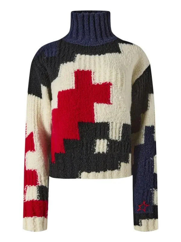 Perfect Moment Chunky Wool Cropped Sweater - Houndstooth