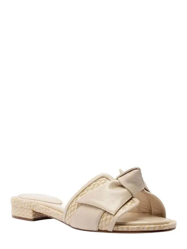 ALEXANDRE BIRMAN Maxi Clarita Leather-raffia Flats - Shell