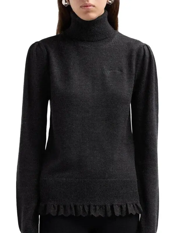 GANNI Merino Wool Turtleneck Sweater - Phantom