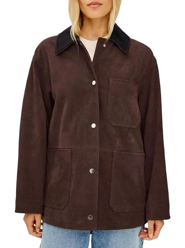 Rails Jaxton Suede Contrast-collar Jacket - Espresso