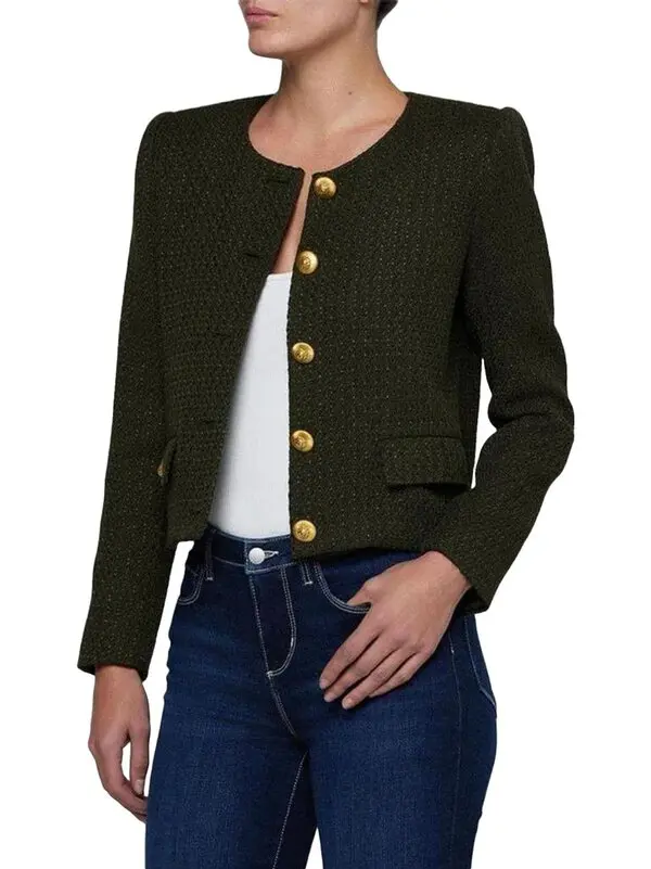 L & APOS;AGENCE Zell Collarless Jacket - Army