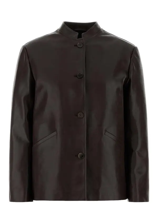 JIL SANDER Leather Jacket - Brown