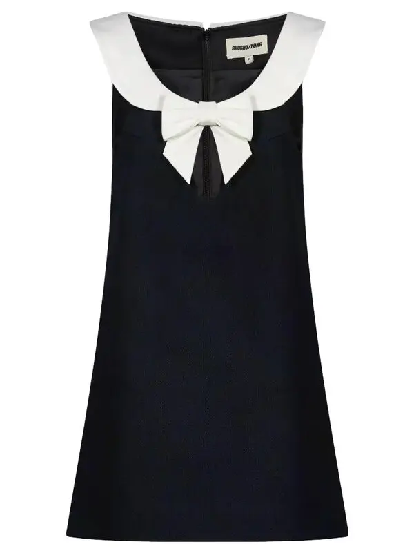 SHUSHU/TONG Bow-detail Peter Pan-collar Mini Dress - Blue