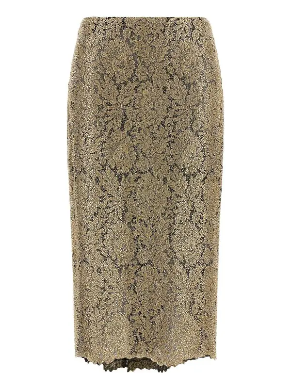 Ermanno Scervino Embroidered Tulle Skirt - Gold