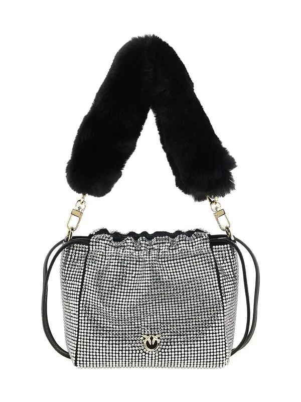 Pinko Rhinestone Bucket Bag - Silver
