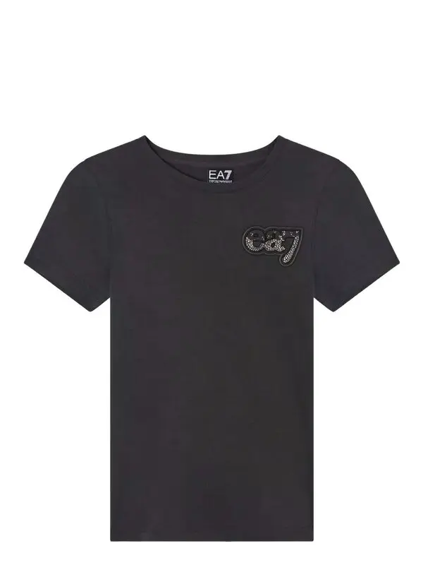 EA7 Rhinestone-embellished Logo-patch T-shirt - Black