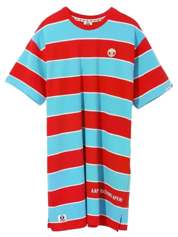AAPE BY *A BATHING APE Moonface Striped T-shirt Mini Dress - Blue