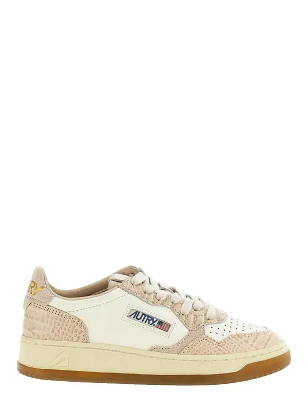 AUTRY Sneakers Medalist Low In Pelle Effetto Cocco - Multicolore