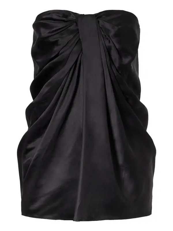 Tove Eden Strapless Draped Satin Top - Black