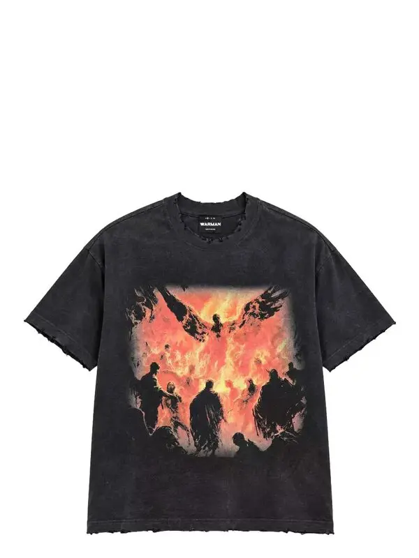 WARMAN Graphic-print Distressed T-shirt - Black