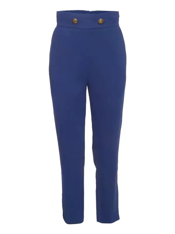 Elisabetta Franchi Button-embellished Crepe Trousers - Blue