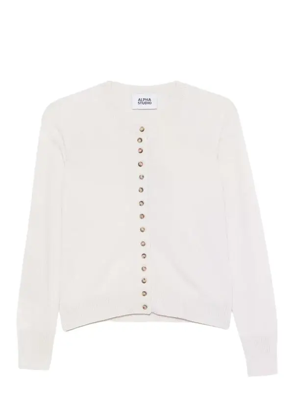 Alpha Studio Button-up Knitted Cardigan - Neutrals