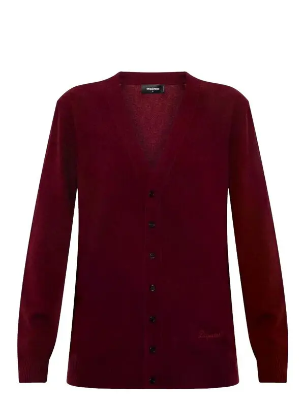Dsquared2 Logo-embroidered V-neck Cardigan - Red