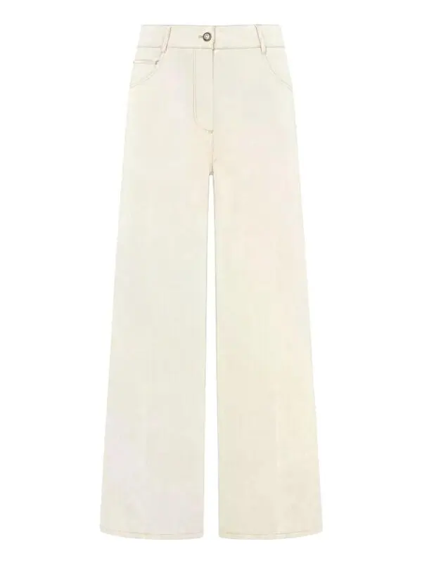 FORTE_FORTE Flocked Wide-leg Jeans - Neutrals