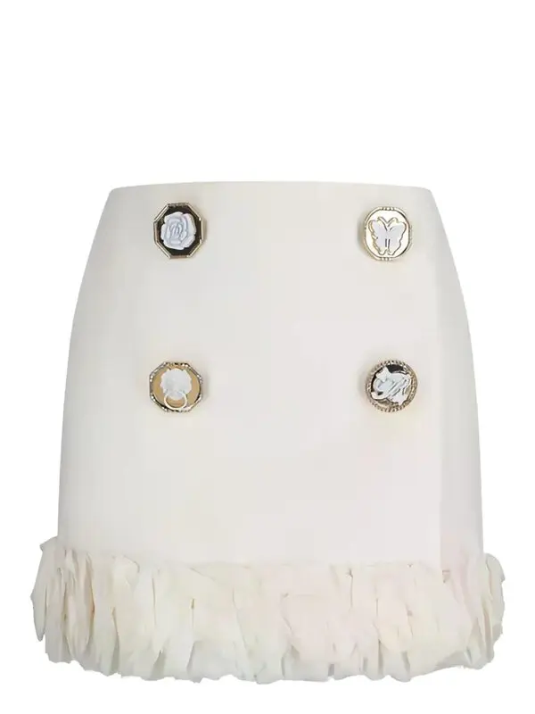 Blumarine Button-embellished Ruffled Mini Skirt - White