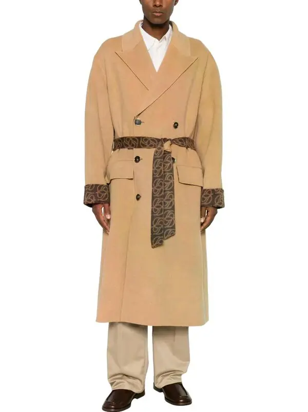 Drole De Monsieur Double-breasted Belted Coat - Neutrals