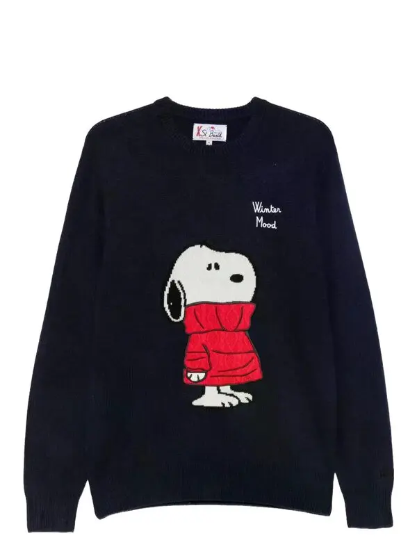 MC2 SAINT BARTH Snoopy-intarsia Embroidered Sweater - Blue