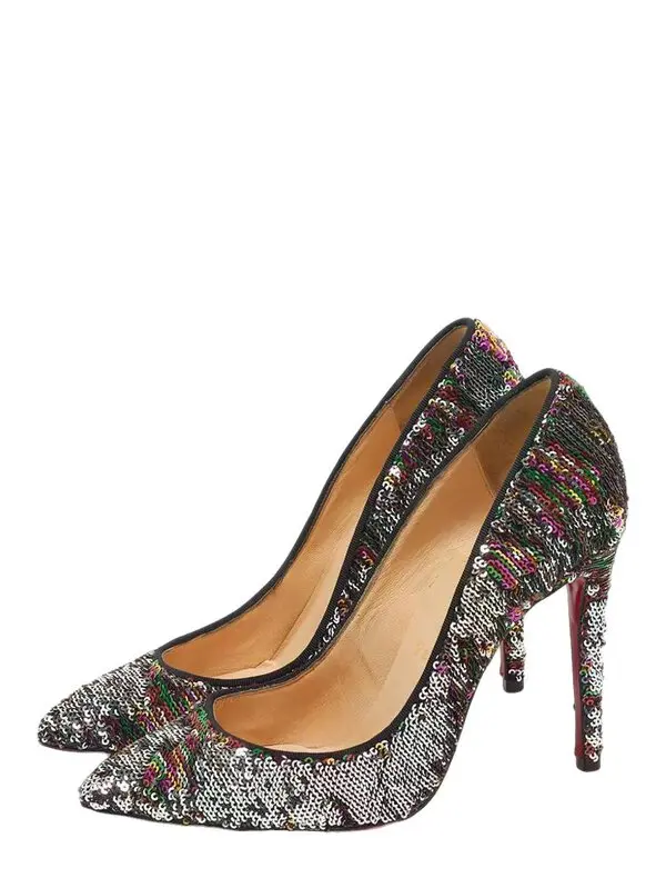 CHRISTIAN LOUBOUTIN Pigalle Follies Sequin Pumps - Silver