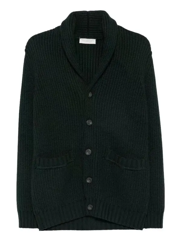LUIGI GENTILE Ribbed-knit Shawl-collar Cardigan - Orange