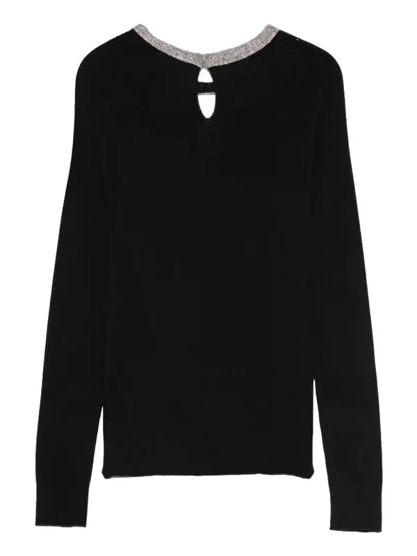 D.exterior Crystal-embellished Cut-out Sweater - Black