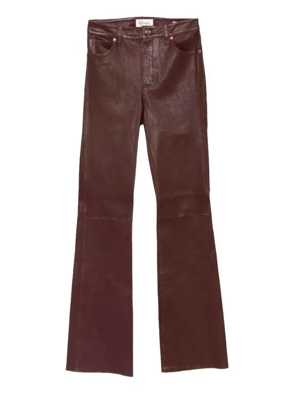 FRAME Reboot Flared Leather Trousers - Red